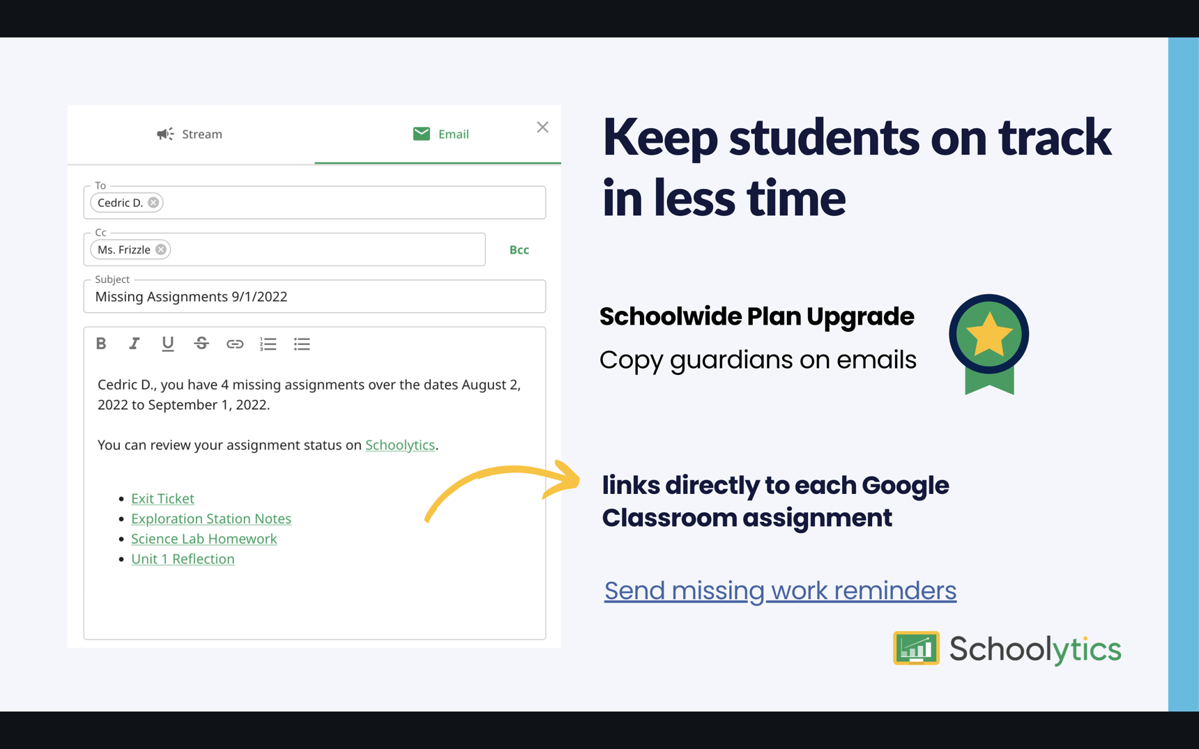 How to send bulk missing assignment emails to all students